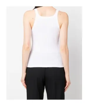 Fendi Logo Embroidered Ribbed Knit Tank Top - White