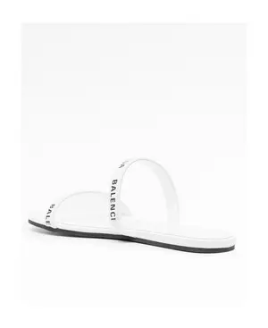Balenciaga Logo Print Double Strap Flat Sandals - White/black