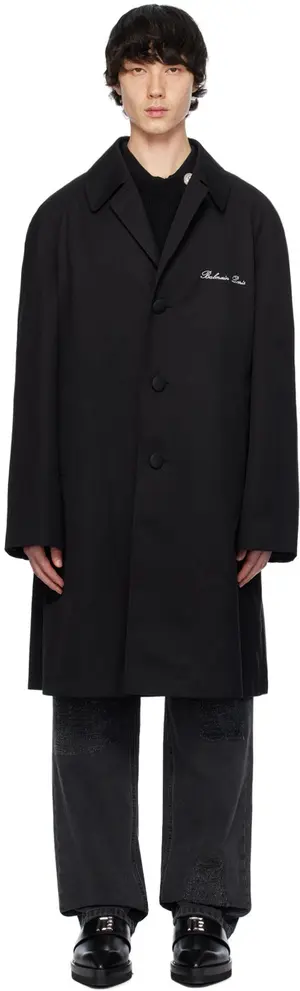 Balmain Logo Detailed Single Breasted Coat