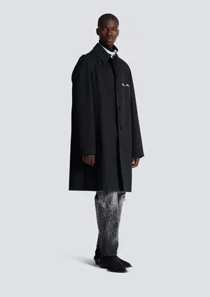 Balmain Logo Detailed Single Breasted Coat