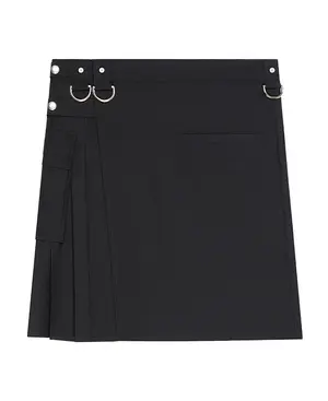 Givenchy High-waisted Pleated Kilt Skirt With D-ring Embellishments