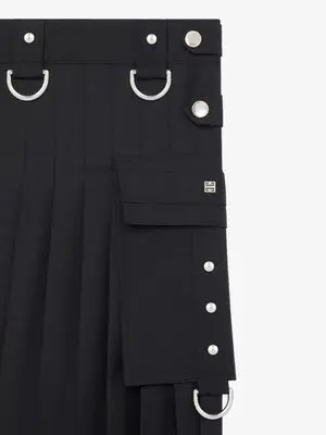 Givenchy High-waisted Pleated Kilt Skirt With D-ring Embellishments