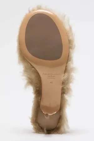 Acne Studios Furry Kitten Heel Sandals - Nude