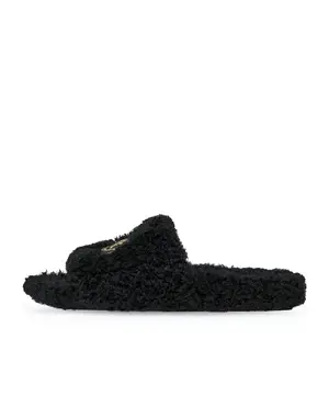 Balenciaga Furry Embroidered Slip-on Slippers