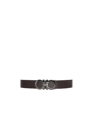 FERRAGAMO Reversible Gancini Belt - Black