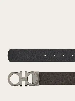 FERRAGAMO Reversible Gancini Belt - Black