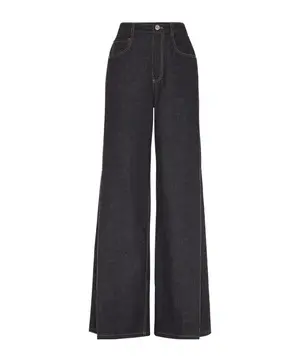 Brunello Cucinelli Contrast Stitch Wide-leg Jeans