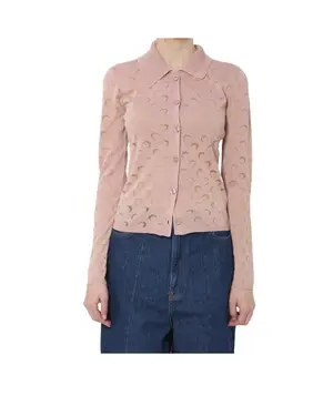 MARINE SERRE All Over Moon Pattern Cardigan - Pink