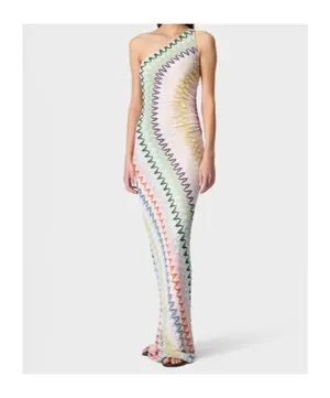 Missoni Chevron Lamé One-shoulder Long Dress - Multicoloured
