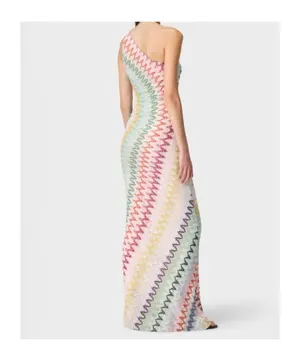 Missoni Chevron Lamé One-shoulder Long Dress - Multicoloured