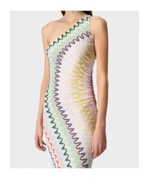 Missoni Chevron Lamé One-shoulder Long Dress - Multicoloured