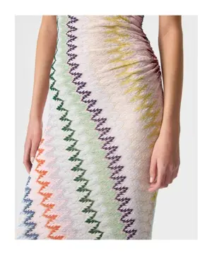 Missoni Chevron Lamé One-shoulder Long Dress - Multicoloured