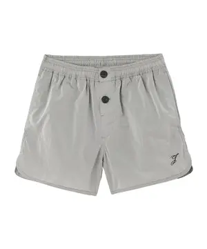 Jacquemus Mid-waist Swim Shorts With Button Placket - Silver