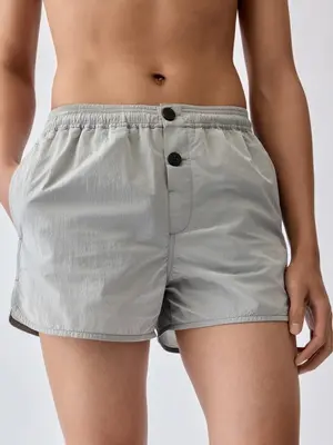 Jacquemus Mid-waist Swim Shorts With Button Placket - Silver