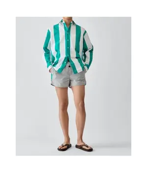 Jacquemus Mid-waist Swim Shorts With Button Placket - Silver