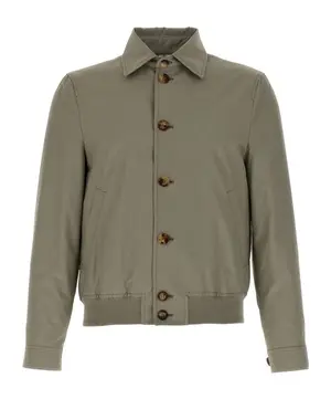 Brunello Cucinelli Buttoned Bomber Jacket - Khaki