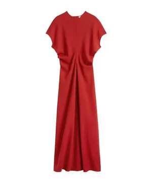 TOTEME Slouched-waist Crewneck Maxi Dress - Red