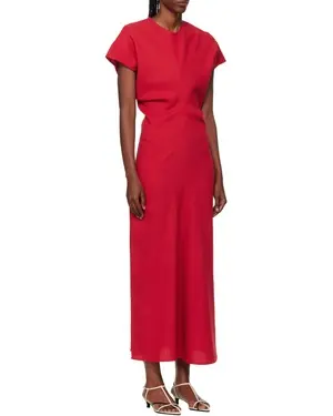 TOTEME Slouched-waist Crewneck Maxi Dress - Red