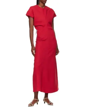TOTEME Slouched-waist Crewneck Maxi Dress - Red