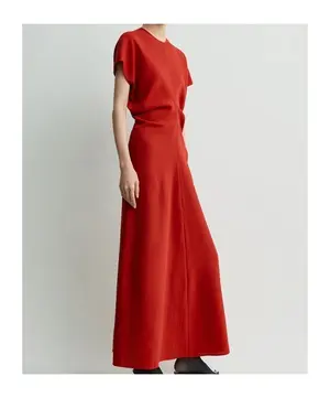 TOTEME Slouched-waist Crewneck Maxi Dress - Red