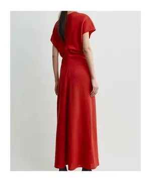 TOTEME Slouched-waist Crewneck Maxi Dress - Red