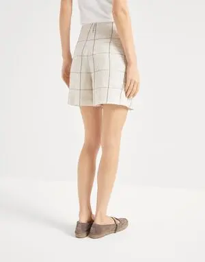 Brunello Cucinelli Checked High-waisted Pleated Shorts