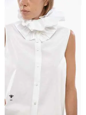 Dior Sleeveless Blouse With Detachable Ruched Collar