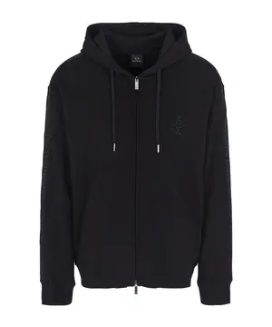 Armani Exchange Logo Embroidered Zip-up Hoodie