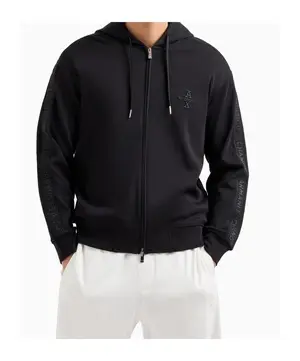 Armani Exchange Logo Embroidered Zip-up Hoodie