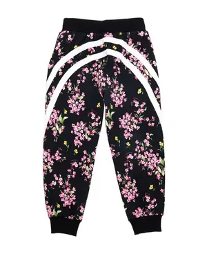 Monnalisa Floral Fleece Jogger Pants With Drawstring Waist