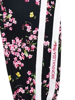 Monnalisa Floral Fleece Jogger Pants With Drawstring Waist