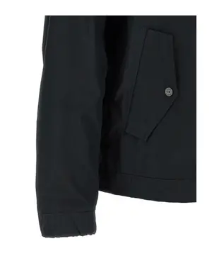 Stone Island Logo Patch Zip-up Hooded Jacket - Black