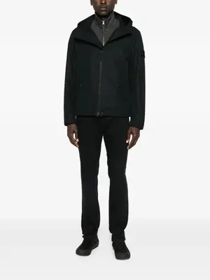 Stone Island Logo Patch Zip-up Hooded Jacket
