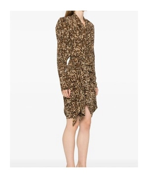 Isabel Marant Étoile Leopard Print Long Sleeve Dress