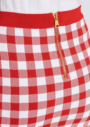 Balmain Gingham Check High-waisted Mini Skirt - Red