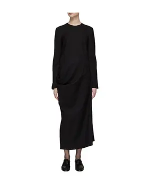 THE ROW Gathered Detail Long Sleeve Shift Dress
