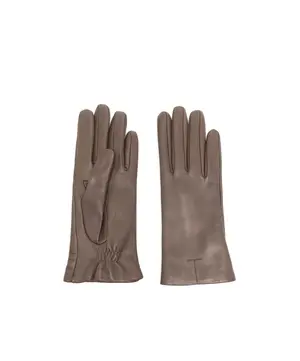 TOTEME Leather Gloves With Elastic Splicing - Coffee