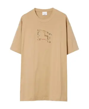 Burberry Logo Printed Crewneck T-shirt - Brown
