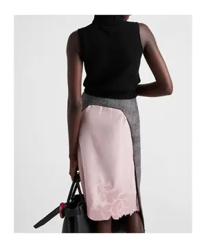 Prada Sleeveless Ribbed Knit Roll Neck Vest With Logo Detail