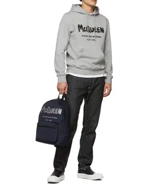 Alexander McQueen Graffiti Logo Backpack - Blue