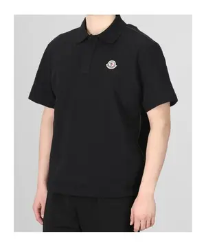 Moncler Logo Patch Short-sleeved Polo Shirt - Black