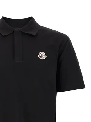 Moncler Logo Patch Short-sleeved Polo Shirt - Black