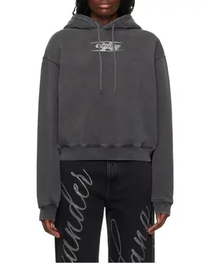 Alexander Wang Blade Logo Embossed Hoodie - Grey