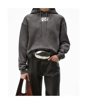 Alexander Wang Blade Logo Embossed Hoodie - Grey