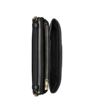 Tory Burch Kira Diamond Quilted Chain Wallet - Black