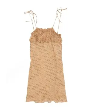 Saint Laurent Polka Dot Printed Sleeveless Dress - Nude
