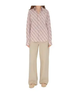 Burberry Logo Embroidered Checkered Shirt - Fluff Color