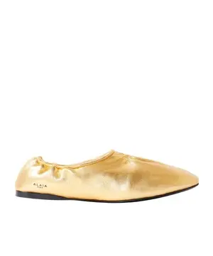 Alaia Gold Tone Flats For Women
