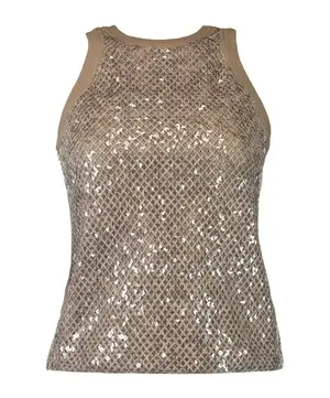 BRUNELLO CUCINELLI Brunello Cucinelli Sequin Embellished Sleeveless Tank Top