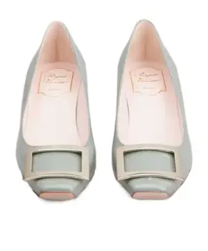 ROGER VIVIER Trumpet Squared Toe Pumps With Metal Buckle And Flared Heel